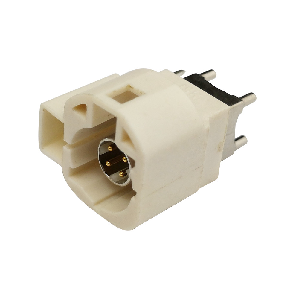 B Code White FAKRA HSD Connector Male 4+2 Pin PCB Mount For BMW