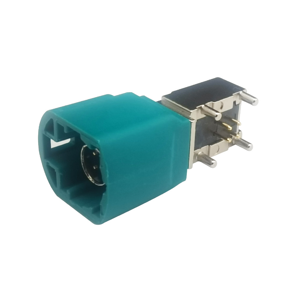 90 Degree FAKRA HSD Connector PCB Mount 4 Pin Code Z Plug For Camera