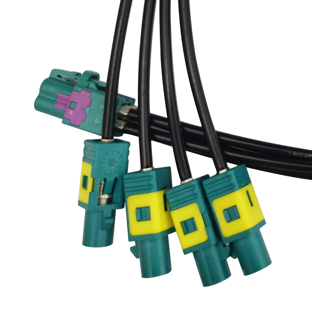 Stable Quad Mini FAKRA Coaxial Cable 4 In 1 Z Code Plug For Car