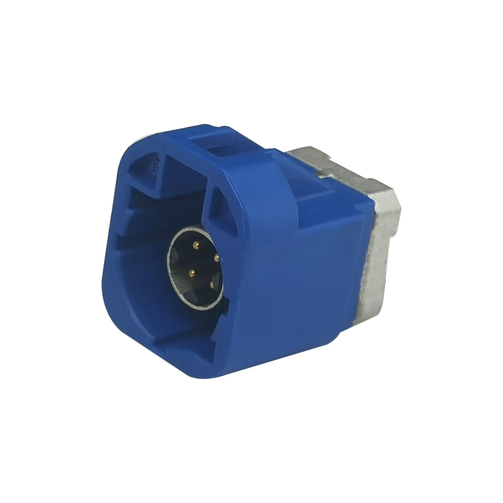 Blue Color Fakra Hsd Connector Adapter Pcb Mount Straight 4 Contact Pin