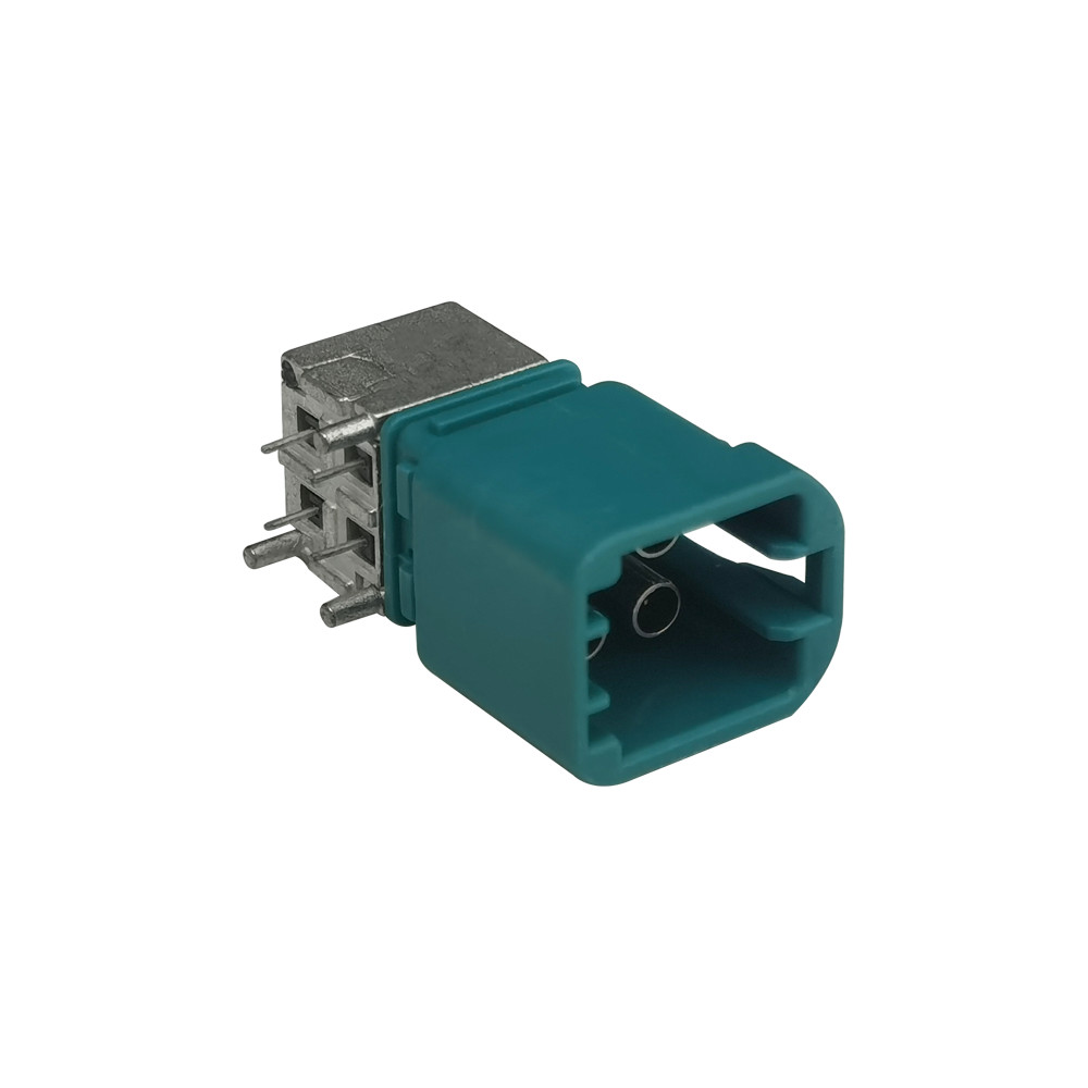 Right Angle Quad Mini FAKRA Connector Z Code Water Blue Four Ports
