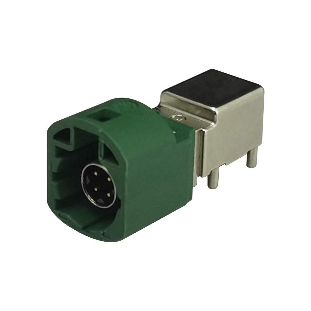 FAKRA HSD Connector Code-E Green Color Right Angle Type PCB Mount