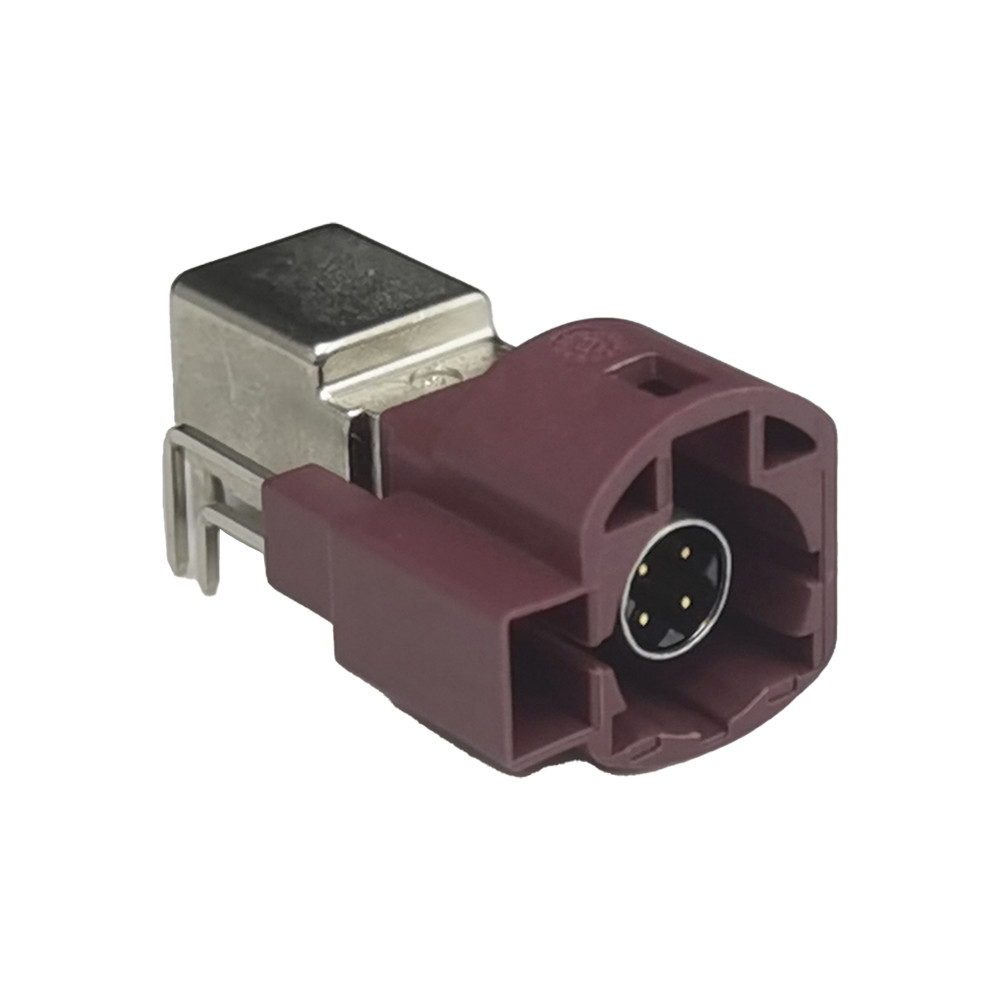 FAKRA HSD Connector PCB Mount 4+2 Contact Pin Connector For Car Radio