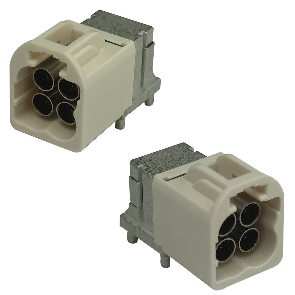 Quad Mini FAKRA Connectors B Code White Color For Automotive GPS Antenna