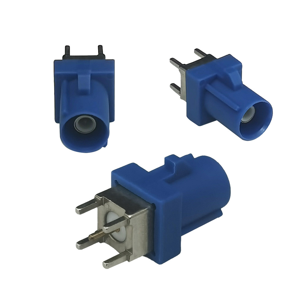 Fakra Pcb Through Hole Right Angle Plug Straight Type C Code Connector